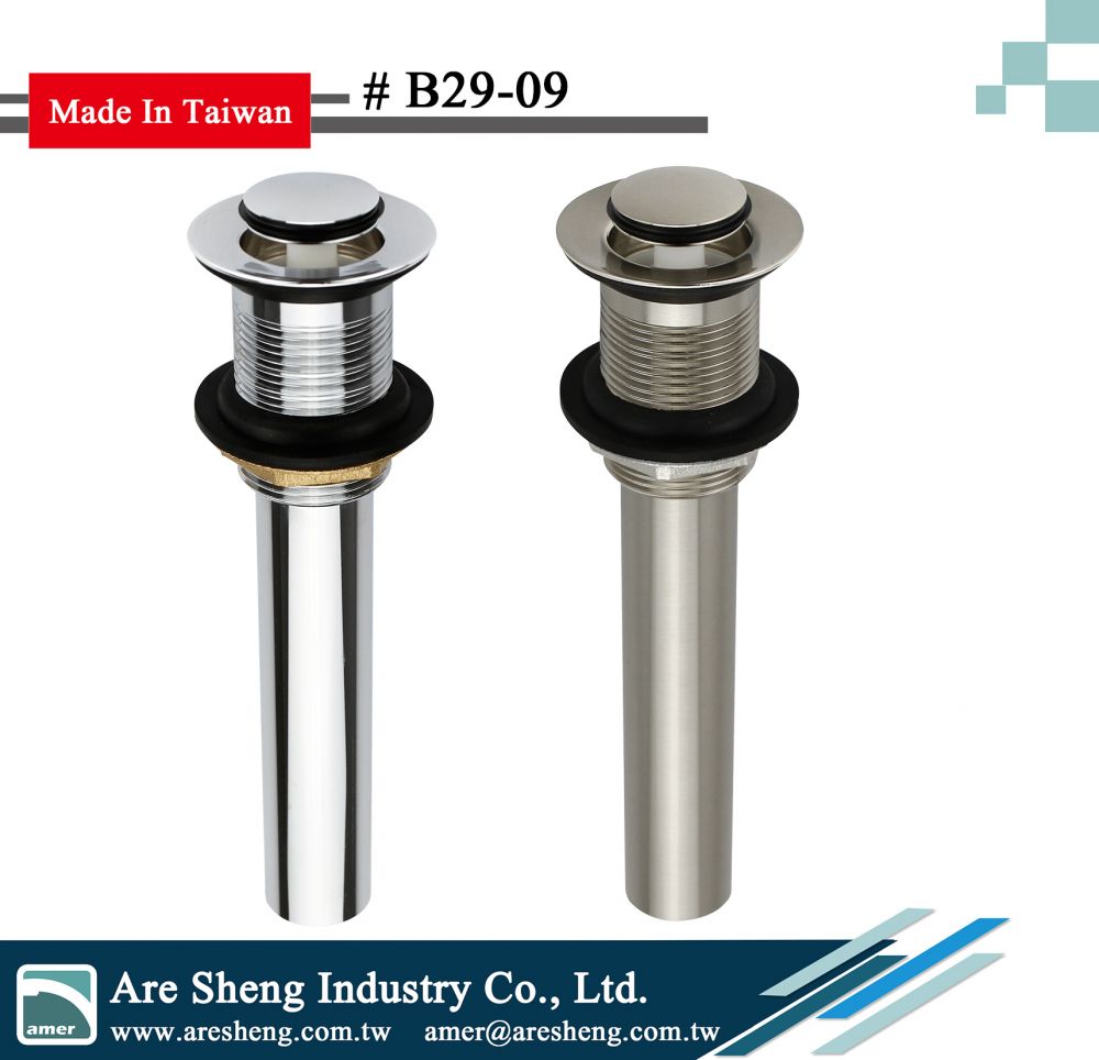 Chrome Push Pop Up Drain Assembly Without Overflow | Are Sheng