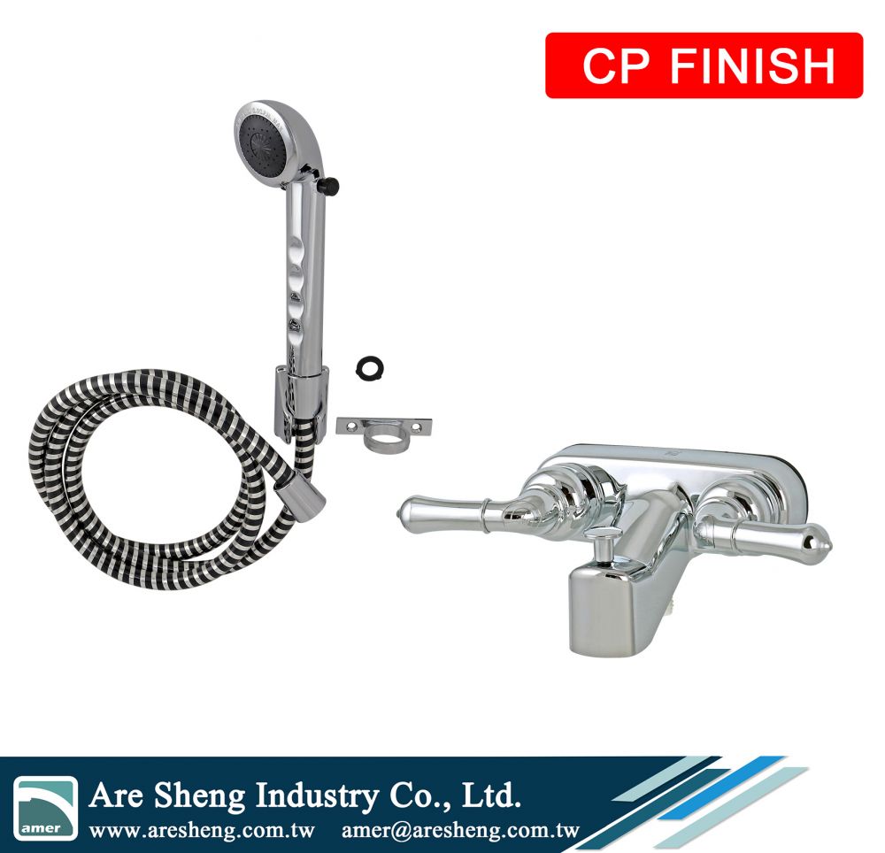 4” RV 2 lever handles tub/shower diverter valve faucet with handheld ...